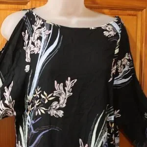 Free People | Dresses | Free People Black Floral Long Sleeve Mini Dress ...